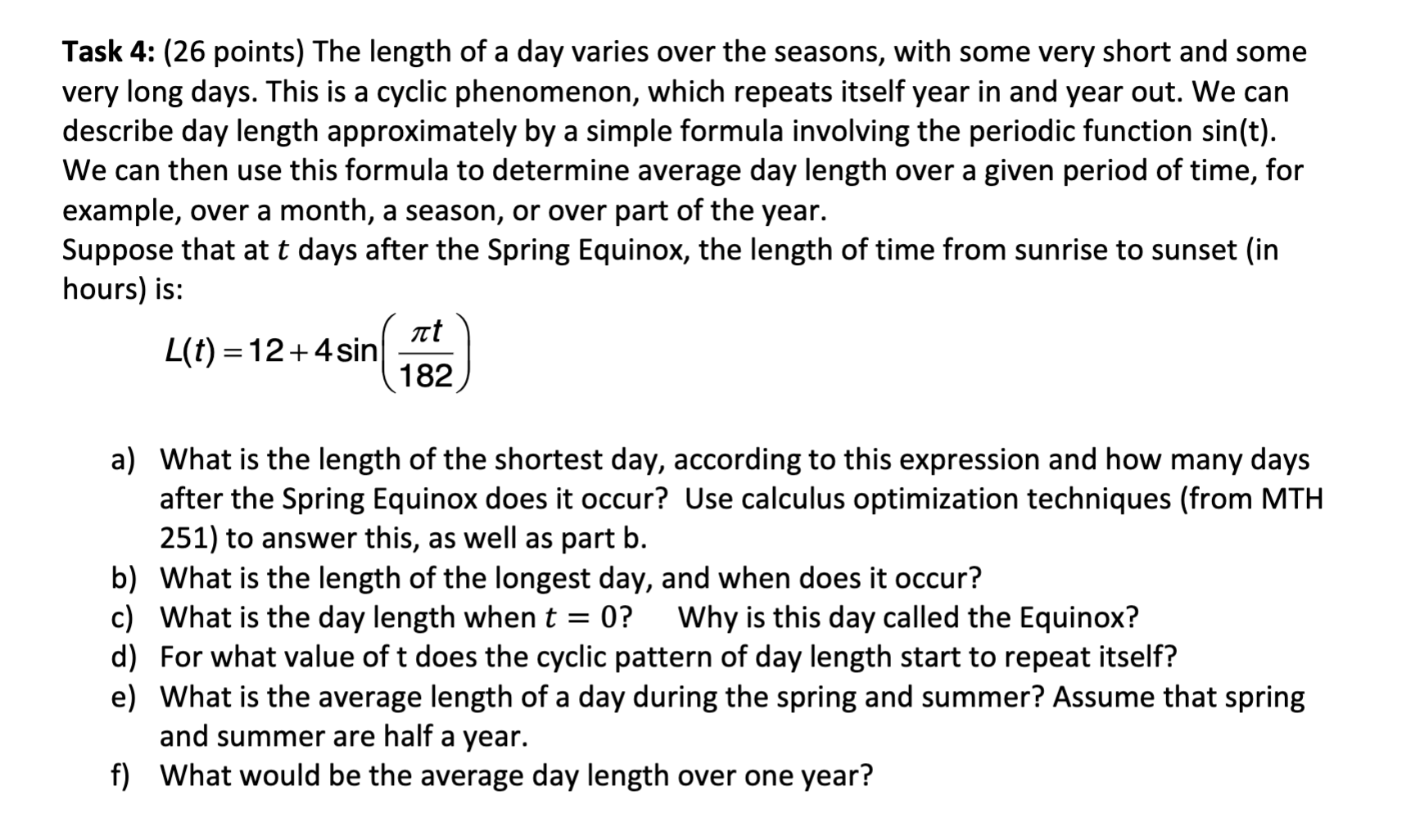 Solved The length of a day varies over the seasons, with | Chegg.com