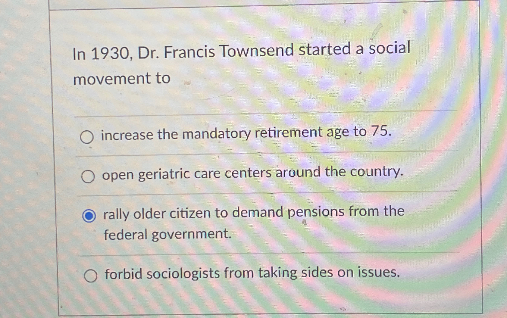 Solved In 1930, ﻿Dr. ﻿Francis Townsend started a social | Chegg.com