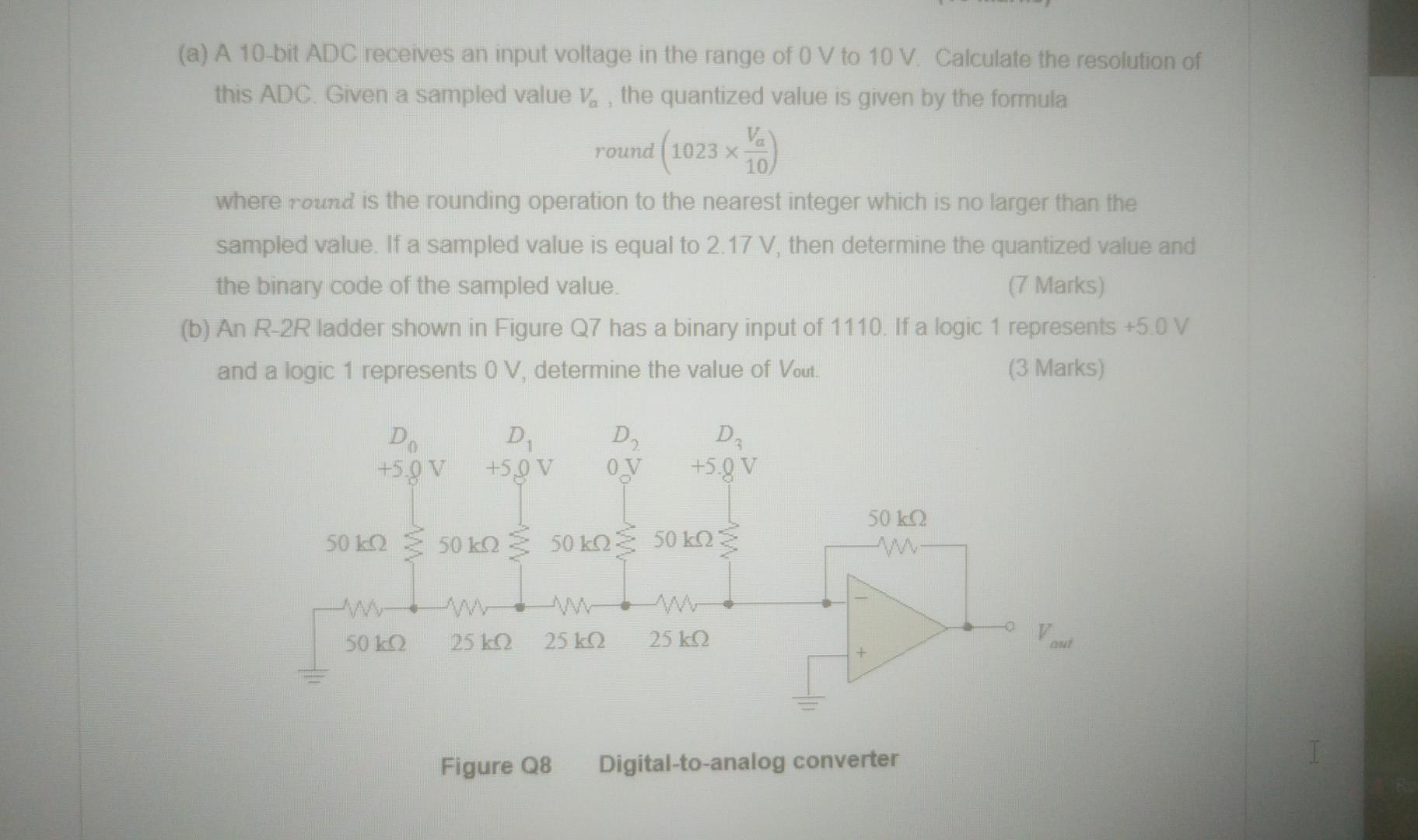 Solved (a) A 10-bit ADC receives an input voltage in the | Chegg.com