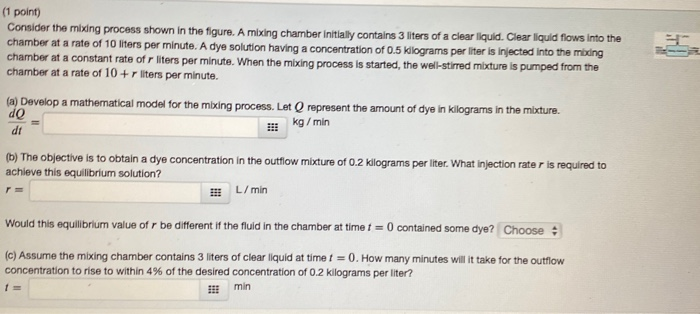 Solved (1 point) Consider the mixing process shown in the | Chegg.com