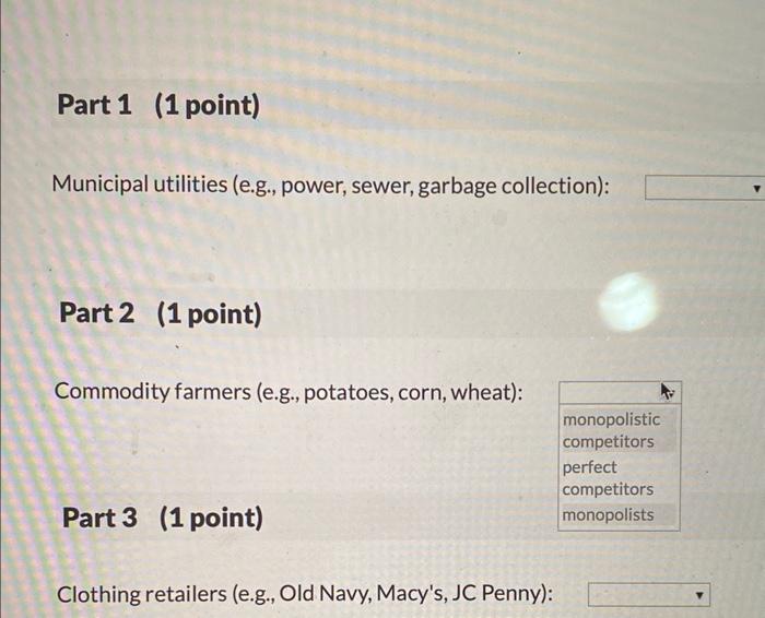 Solved Municipal utilities (e.g., power, sewer, garbage | Chegg.com