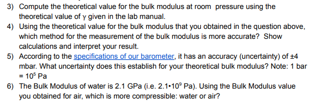 Solved Compute the theoretical value for the bulk modulus at | Chegg.com