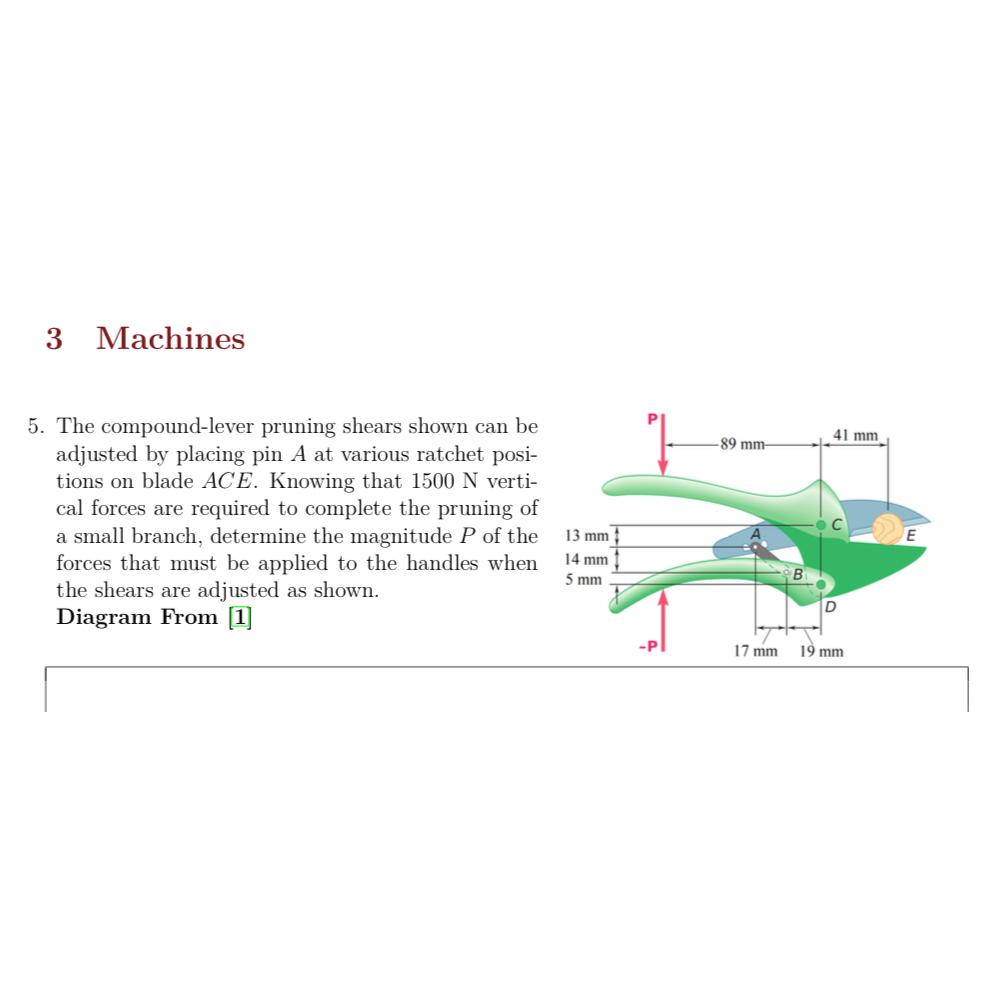 Solved 3 ﻿Machines5. ﻿The compound-lever pruning shears | Chegg.com