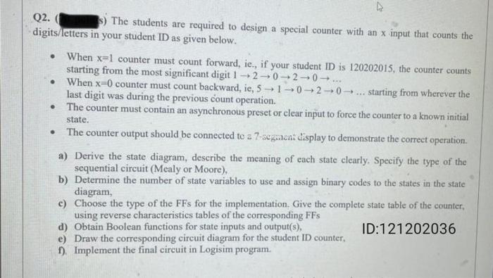 Solved Q2. s) The students are required to design a special | Chegg.com