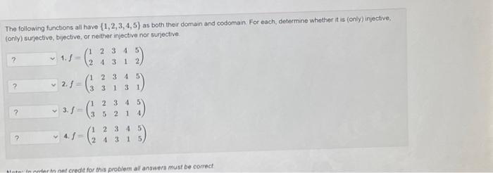 Solved The following functions all have {1, 2, 3, 4, 5} as | Chegg.com