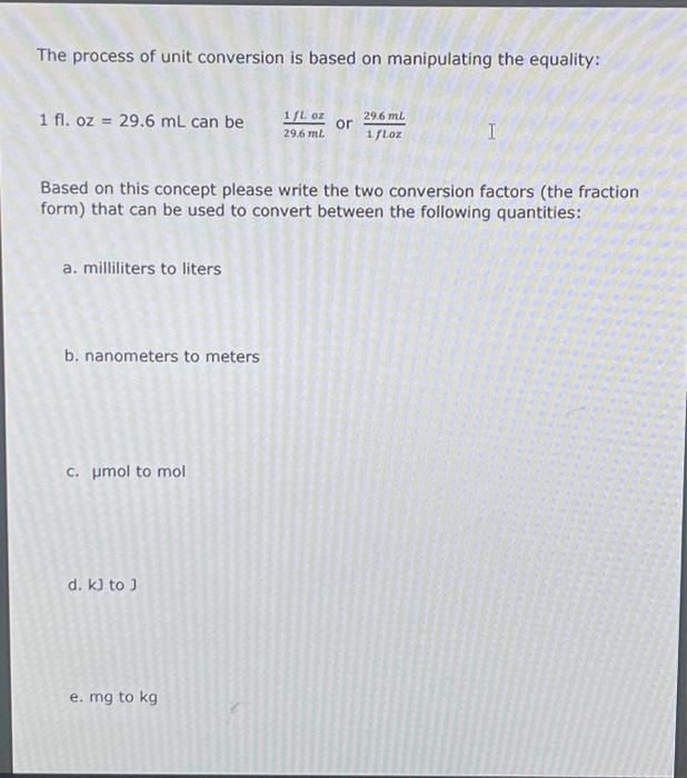 Solved The process of unit conversion is based on | Chegg.com