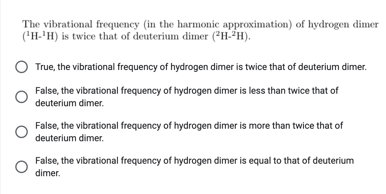 Solved The vibrational frequency (in the harmonic | Chegg.com