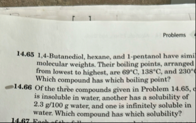 Solved Problems14.65 1,4-Butanediol, hexane, and 1-pentanol | Chegg.com