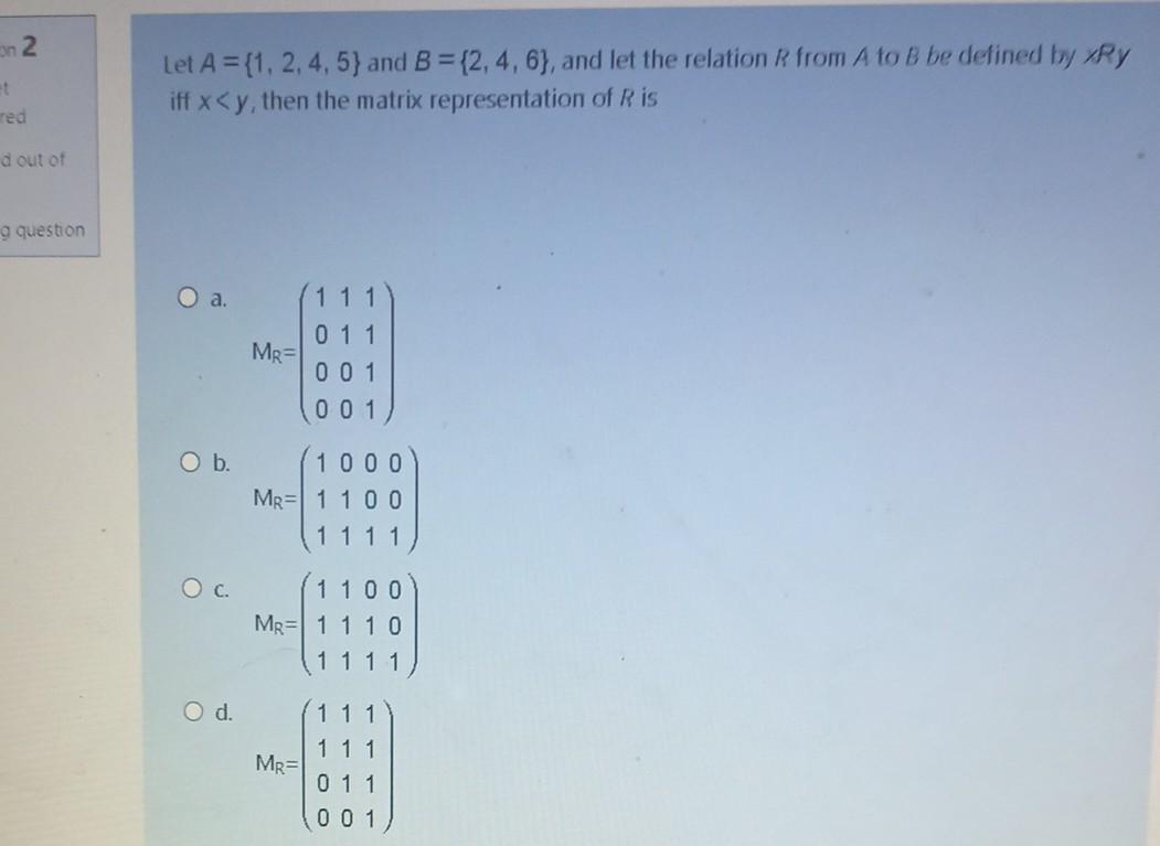 Solved on 2 + red Let A = {1, 2, 4,5} and B = {2,4,6), and | Chegg.com