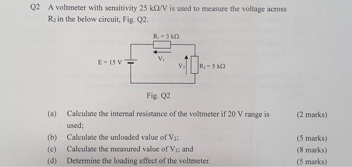 Solved A voltmeter with sensitivity 25kΩ/V is used to | Chegg.com