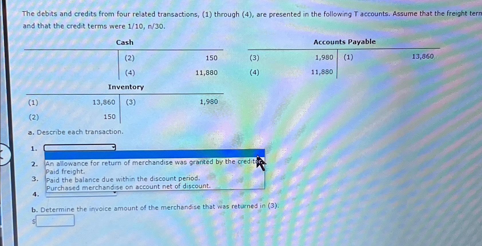Solved The debits and credits from four related | Chegg.com