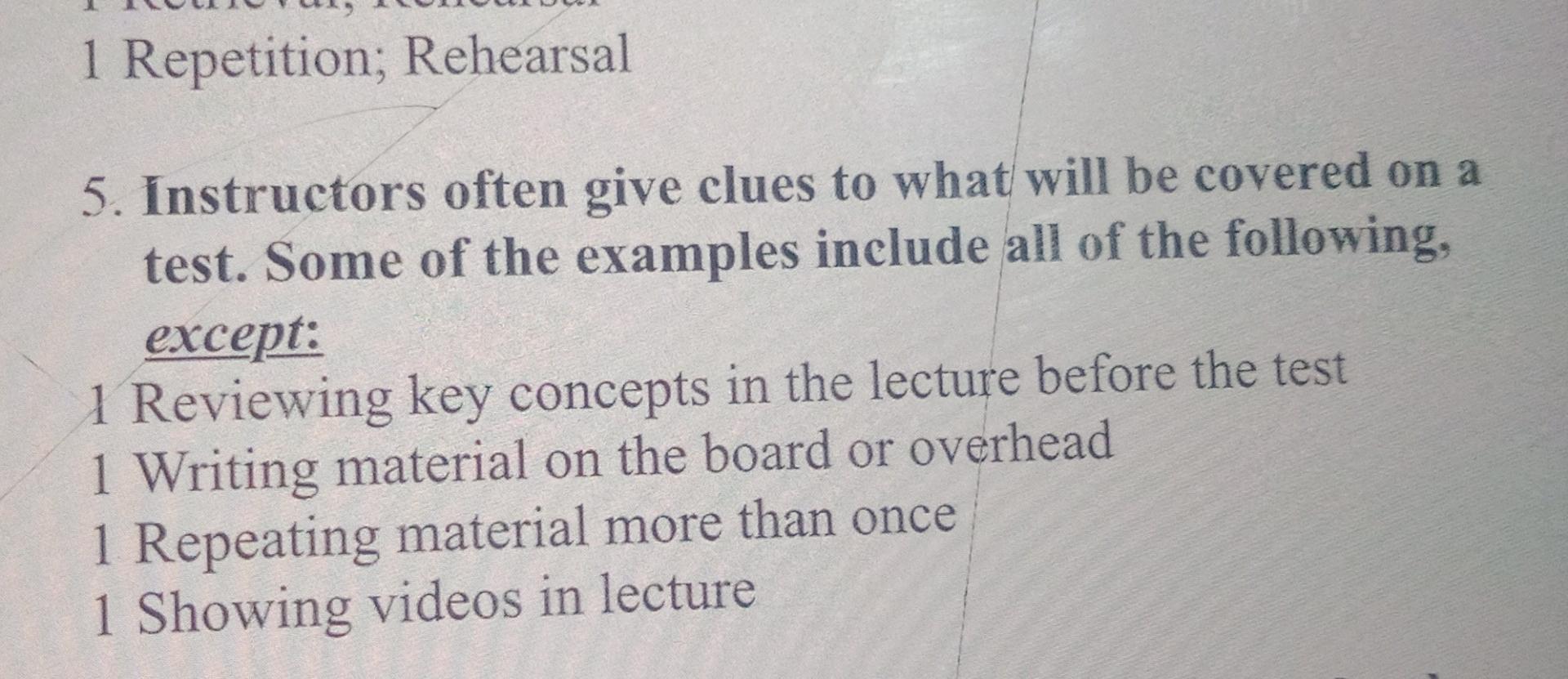 Solved 5. Instructors often give clues to what will be | Chegg.com