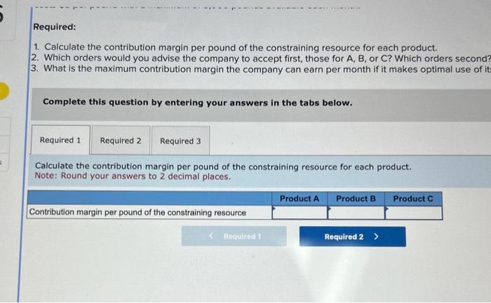 Required: 1. Calculate the contribution margin per | Chegg.com