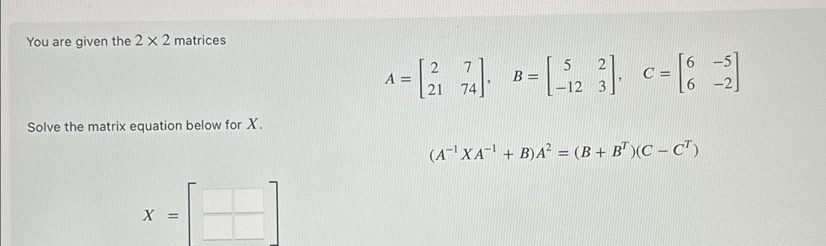 Solved You are given the 2×2 | Chegg.com