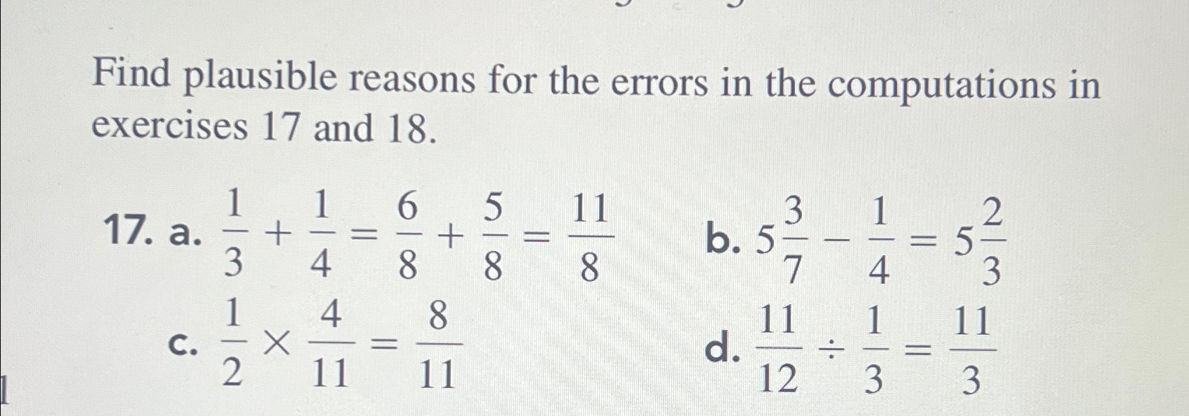 Find plausible reasons for the errors in the | Chegg.com