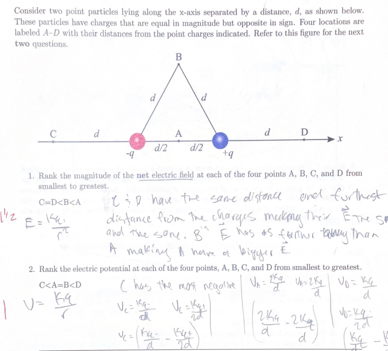 Solved Consider two point particles lying along the x-axis | Chegg.com