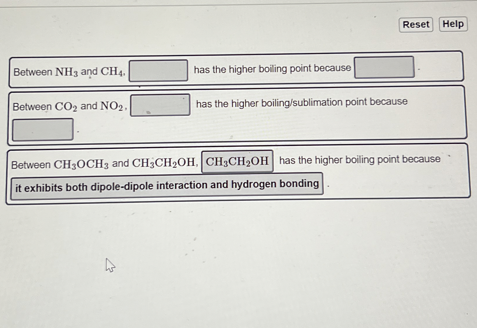 Solved Between NH3 ﻿and CH4,has the higher boiling point | Chegg.com