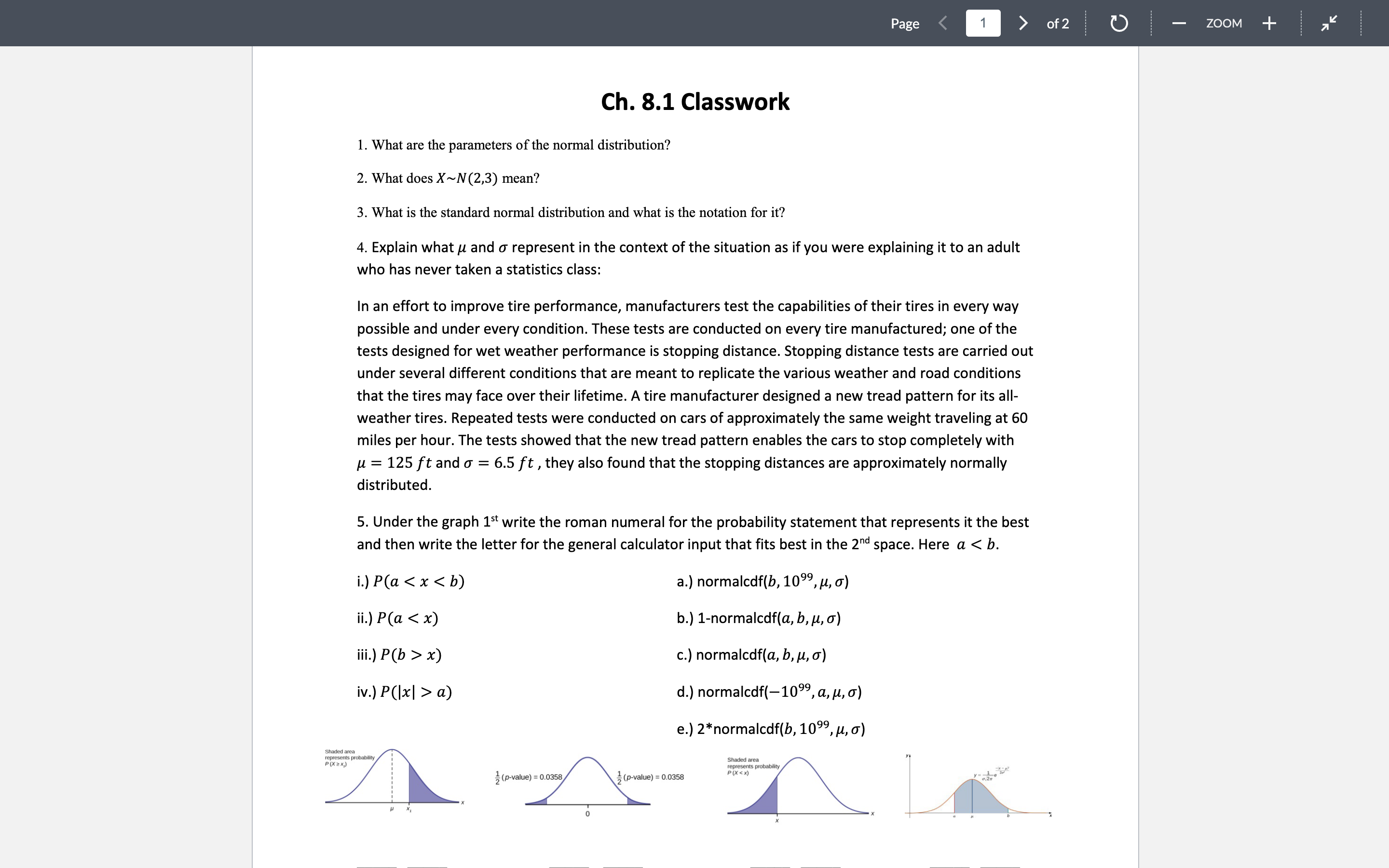 Solved Ch. 8.1 ﻿ClassworkWhat are the parameters of the | Chegg.com