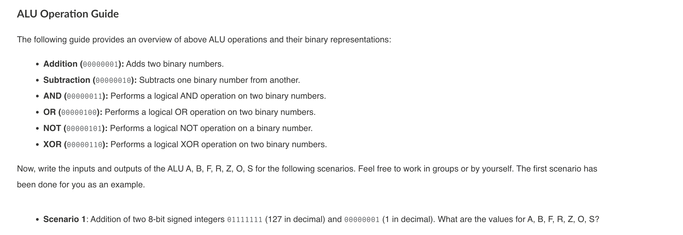 Solved The following guide provides an overview of above ALU | Chegg.com