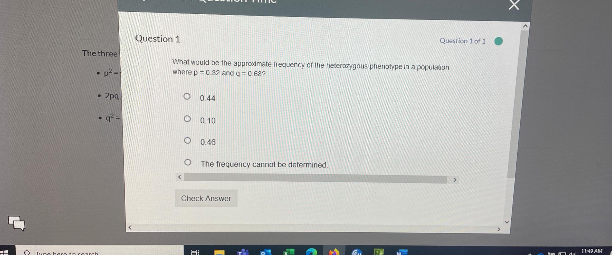 Solved Question 1Question 1 ﻿of 1The threep2= ﻿What would be | Chegg.com