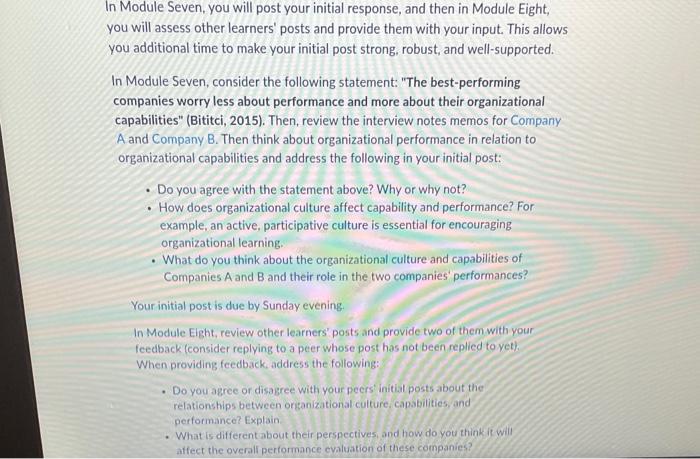 Solved In Module Seven, you will post your initial response, | Chegg.com