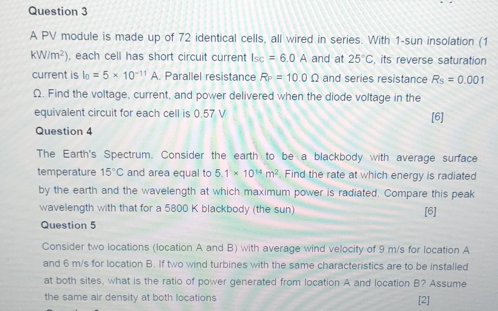 A PV module is made up of 72 identical cells, all | Chegg.com