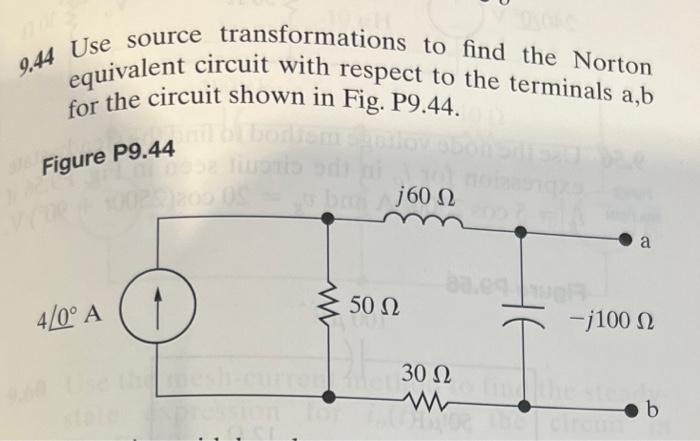 Solved 9.44 Use source transformations to find the Norton | Chegg.com