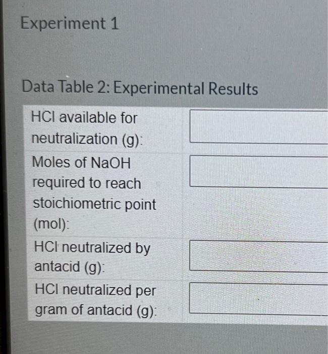 Solved Using the values from Data Table 1 and the sample | Chegg.com