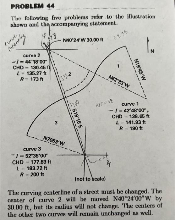 Solved The curving centerline of a street must be changed. | Chegg.com