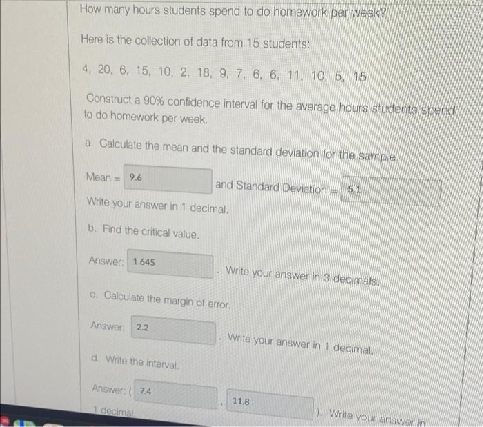 Solved How many hours students spend to do homework per | Chegg.com