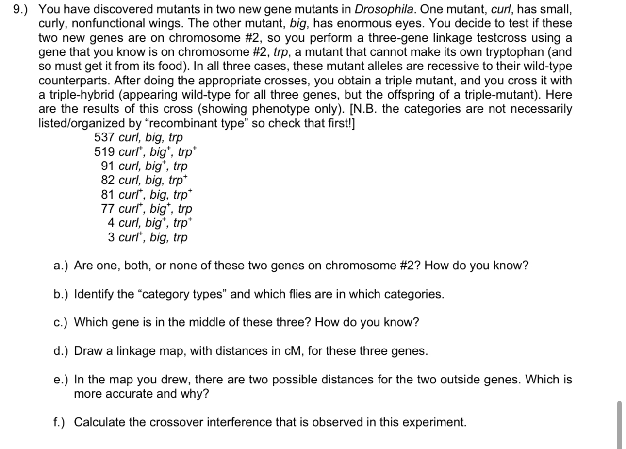 Solved 9.) ﻿You have discovered mutants in two new gene | Chegg.com