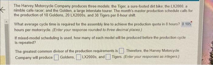 Solved The Harvey Motorcycle Company produces three models: | Chegg.com
