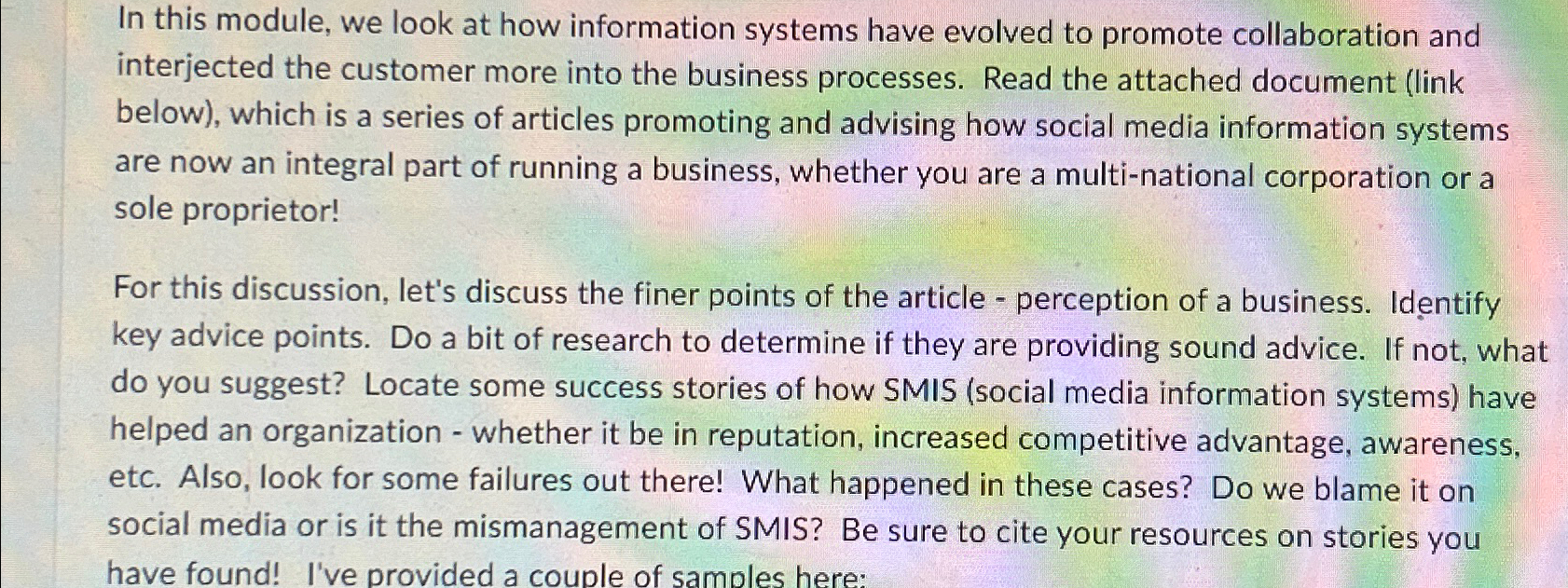 Solved In this module, we look at how information systems | Chegg.com