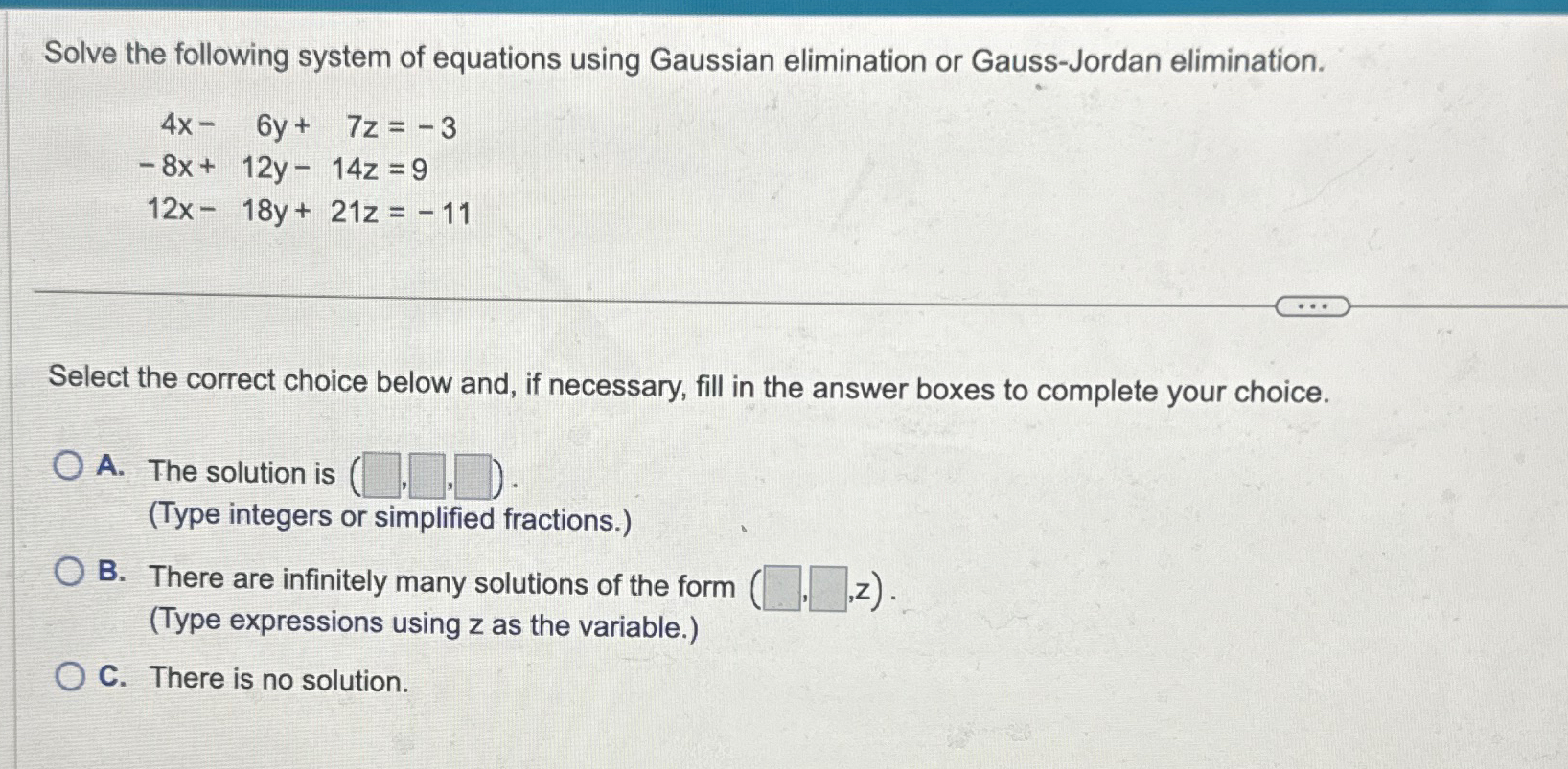 Solved Solve the following system of equations using | Chegg.com