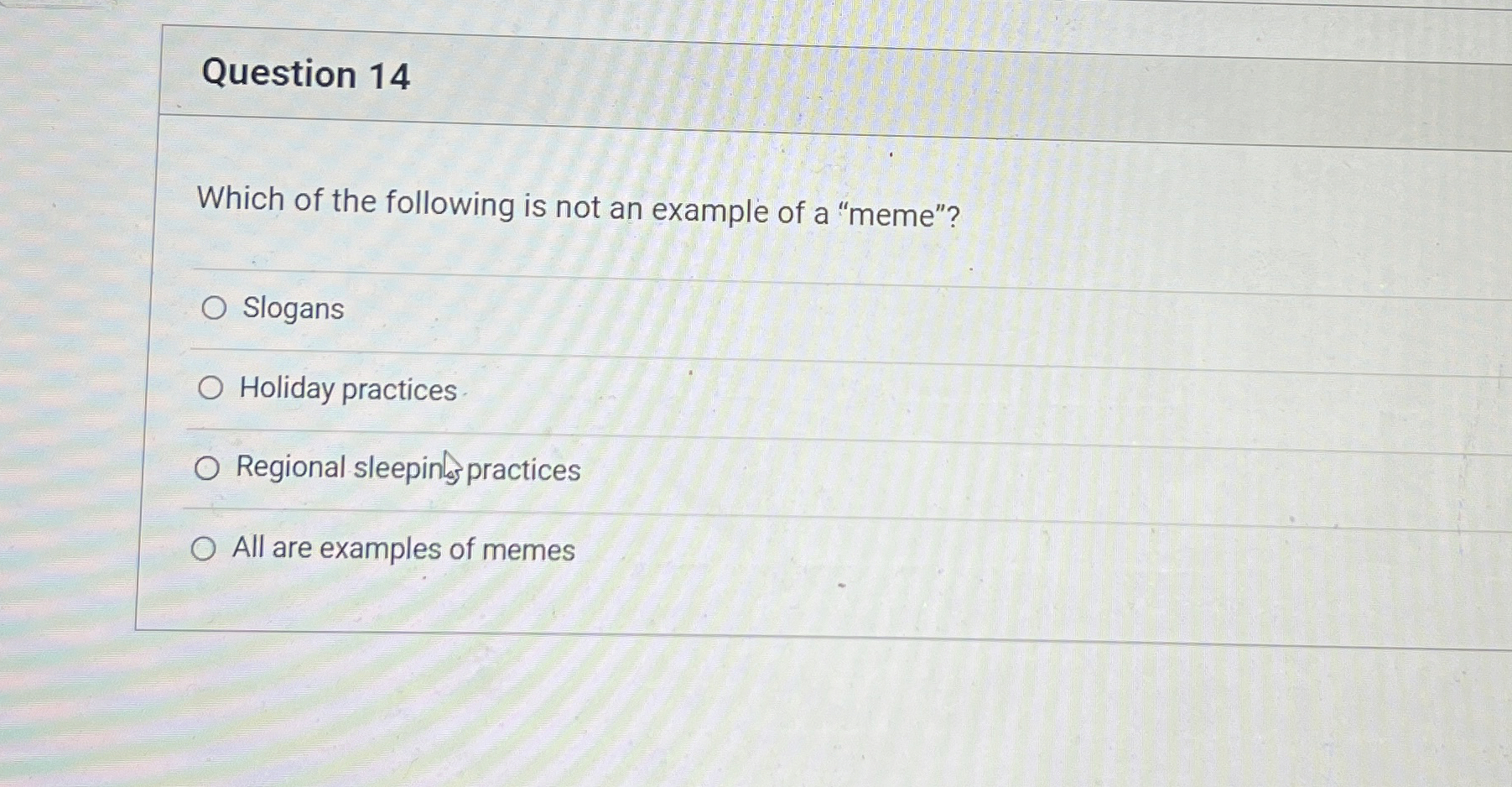 Solved Question 14Which of the following is not an example | Chegg.com