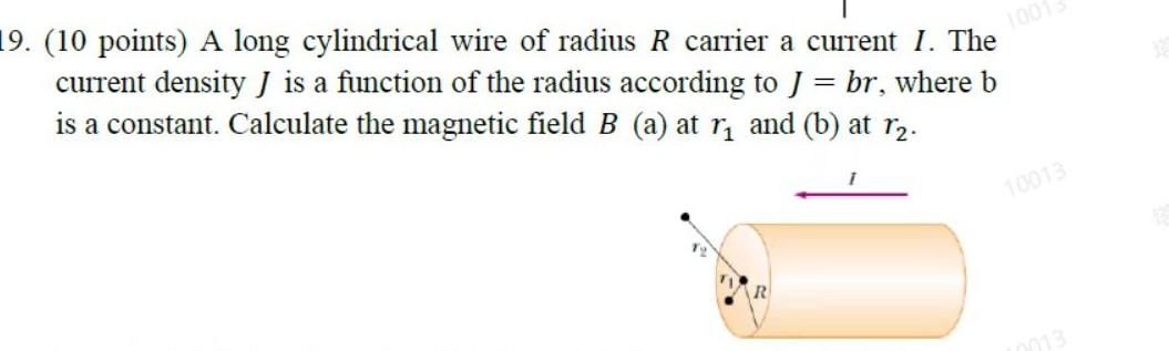 Solved 9. (10 points) A long cylindrical wire of radius R | Chegg.com