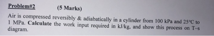 Solved Problem#2 (5 Marks) Air is compressed reversibly & | Chegg.com