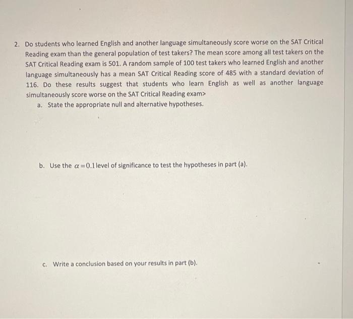 Solved Do students who learned English and another language | Chegg.com