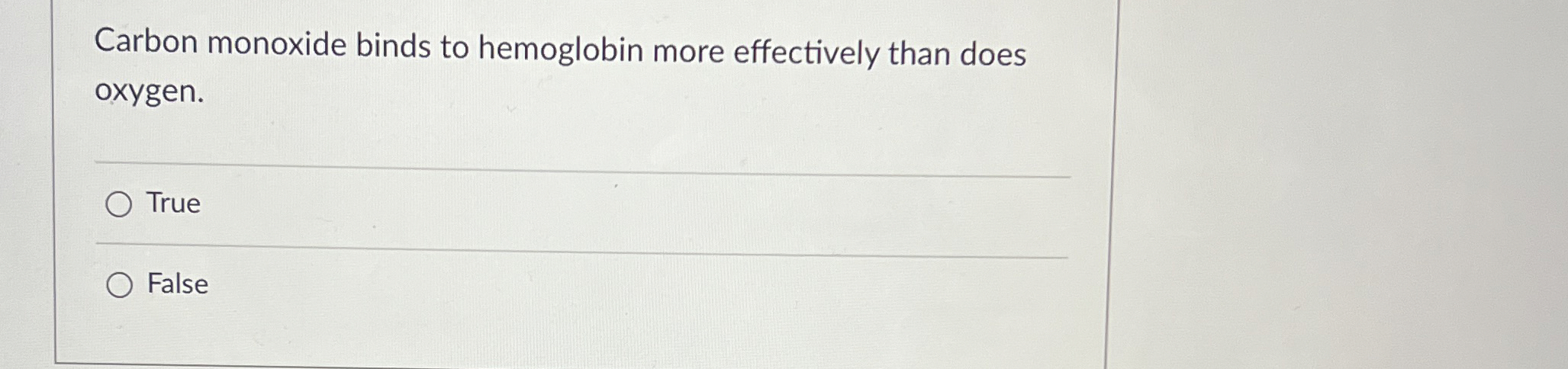 Solved Carbon monoxide binds to hemoglobin more effectively | Chegg.com