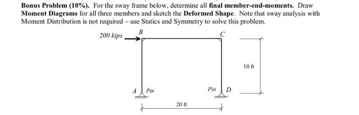 Solved Bonus Problem (10\%). For the sway frame below, | Chegg.com