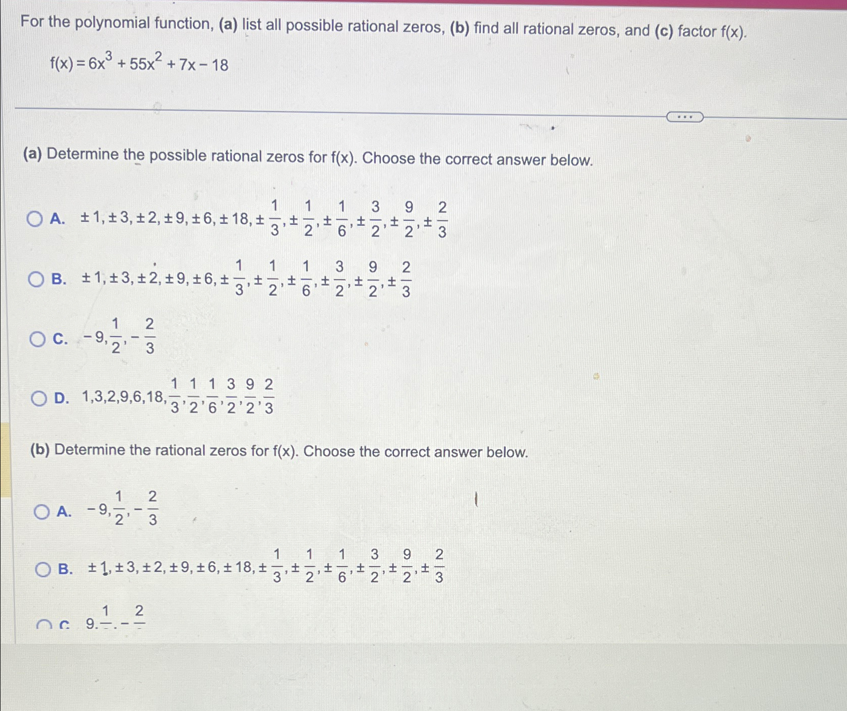 Solved For the polynomial function, (a) ﻿list all possible | Chegg.com