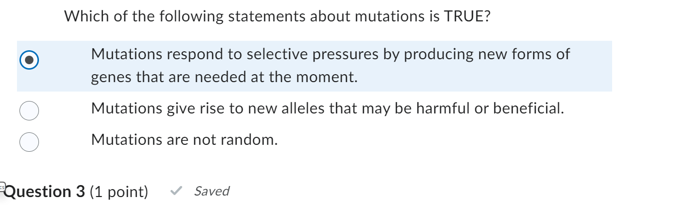 Solved Which Of The Following Statements About Mutations Is