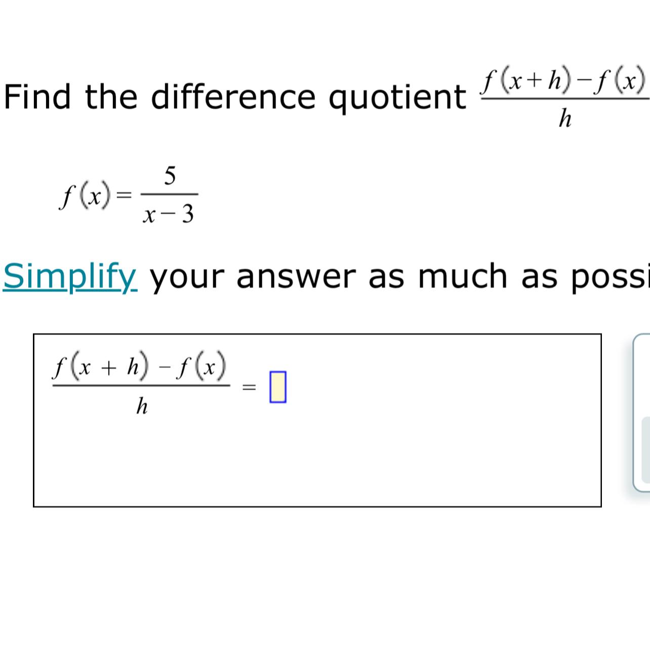 Find the difference quotient store