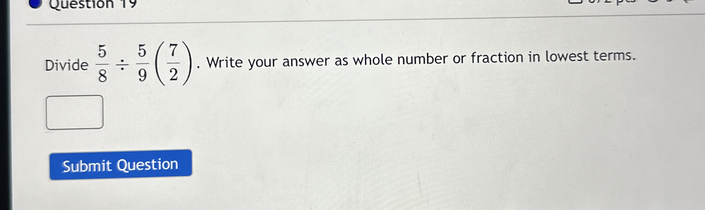 Solved Divide 58÷59(72). ﻿Write your answer as whole number | Chegg.com