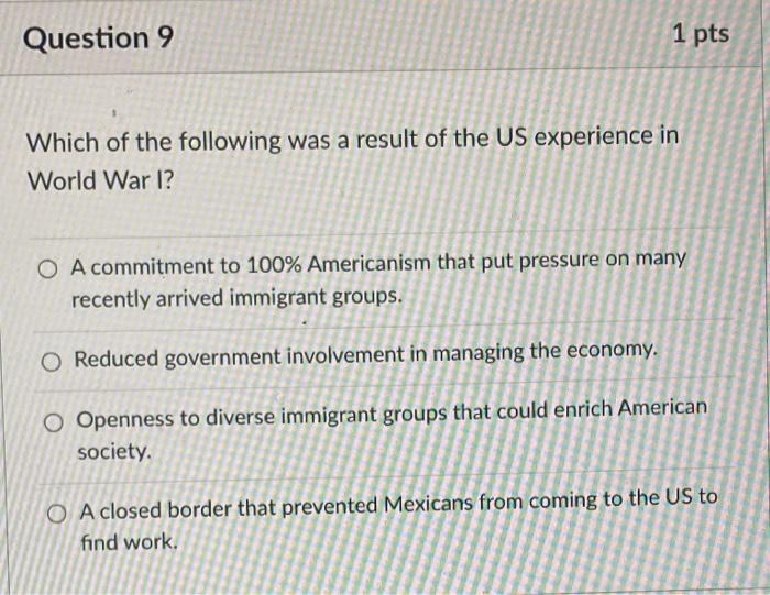 Which of the following was a result of the US | Chegg.com