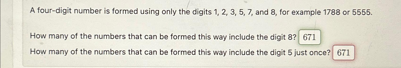 Solved A four-digit number is formed using only the digits | Chegg.com