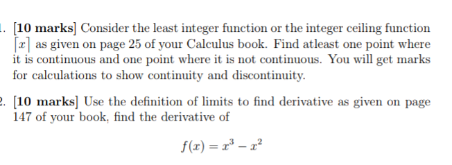 Solved 1. (10 marks] Consider the least integer function or | Chegg.com