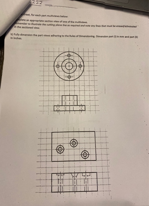 Solved 222 sheet, for each part multiviews below: mplete an | Chegg.com