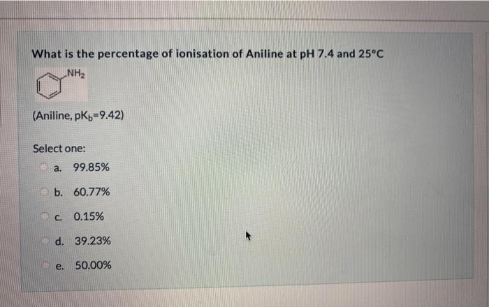 Solved What is the percentage of ionisation of Aniline at pH | Chegg.com