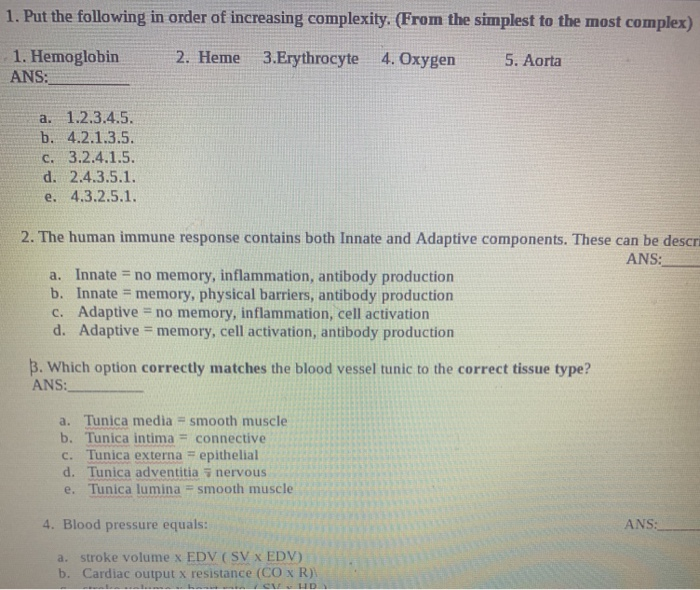 Solved 1. Put the following in order of increasing | Chegg.com